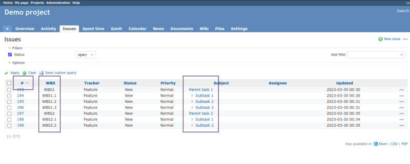 WBS in Redmine: Hierarchy of Tasks - Ready Redmine